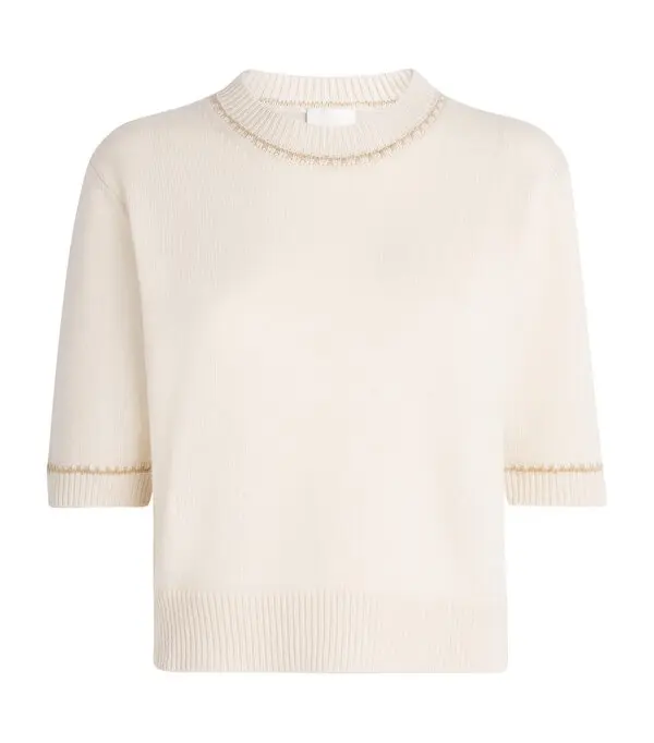 ALLUDE Virgin Wool-cashmere Short-sleeve Sweater