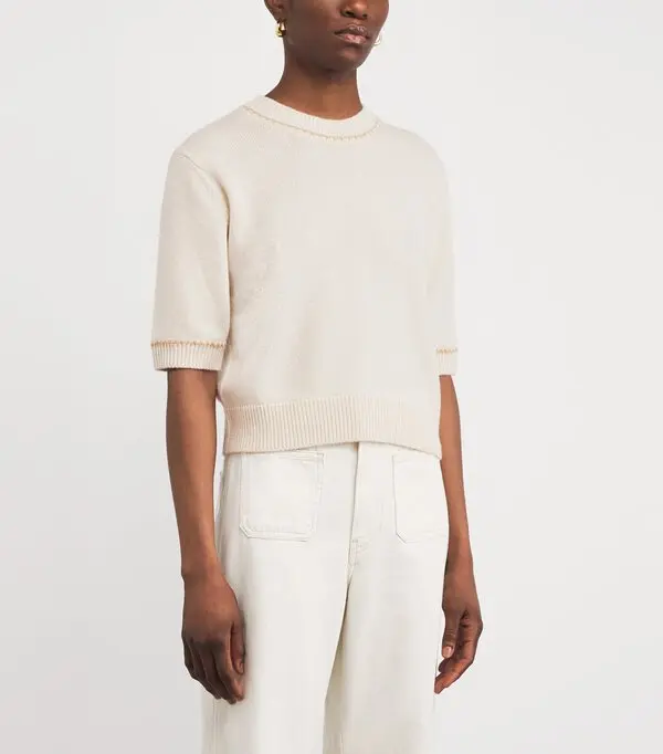 ALLUDE Virgin Wool-cashmere Short-sleeve Sweater