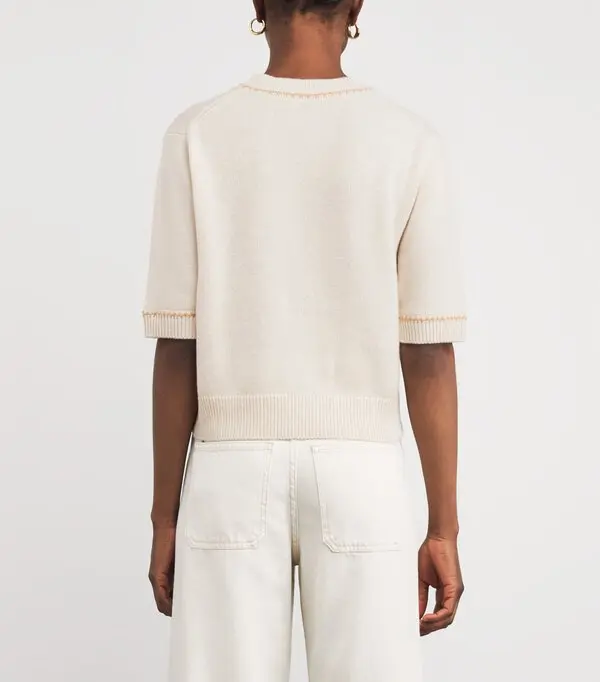 ALLUDE Virgin Wool-cashmere Short-sleeve Sweater