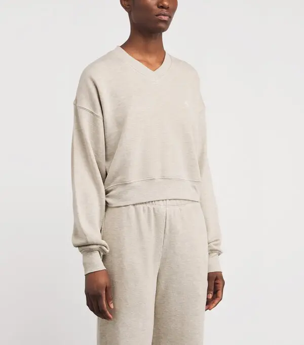 Eterne Cotton French Terry Cropped Sweatshirt - Beige