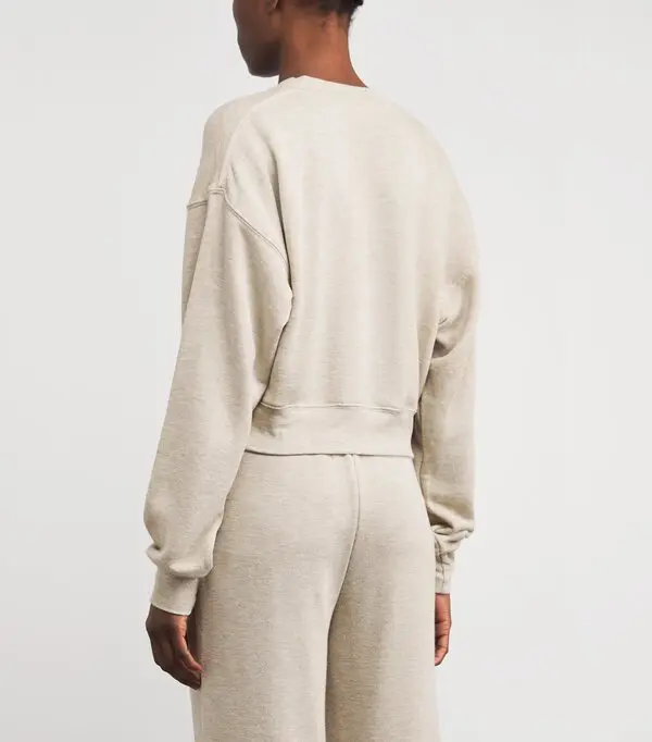 Eterne Cotton French Terry Cropped Sweatshirt - Beige