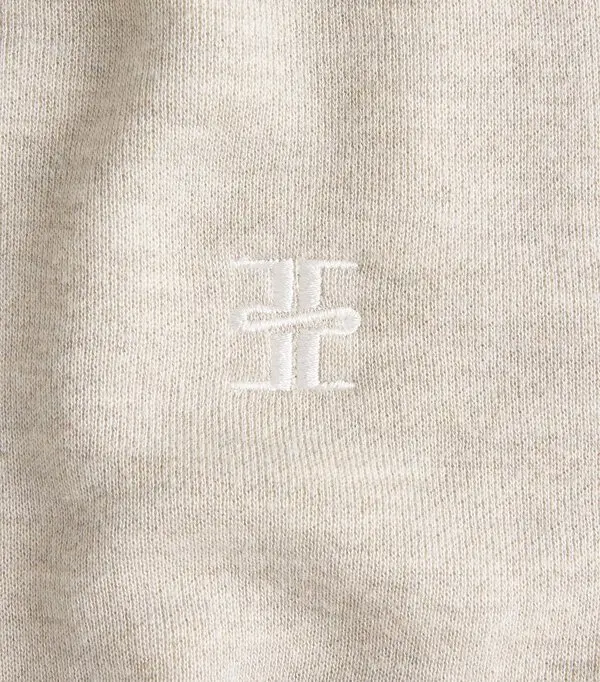 Eterne Cotton French Terry Cropped Sweatshirt - Beige