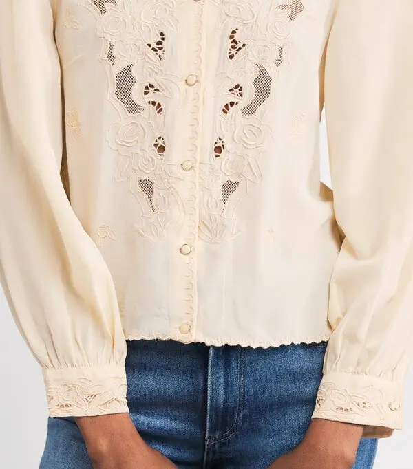Rixo Silk Embroidered Blouse