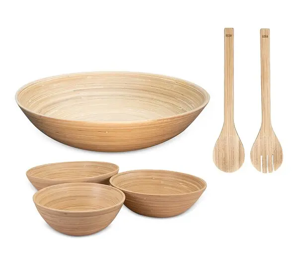 LEXA BY JOYCE CHEN Lexa Bamboo 5 Piece Bowl And Utensil Set - One-color