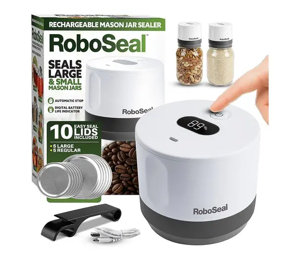 EMSON Roboseal Rechargeable Mason Jar Vacuum Sealer K It With 10 Lids - One-color