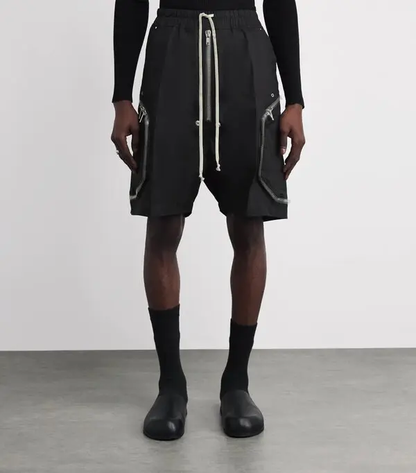 Rick Owens Cotton Heizer Belas Cargo Shorts - Black
