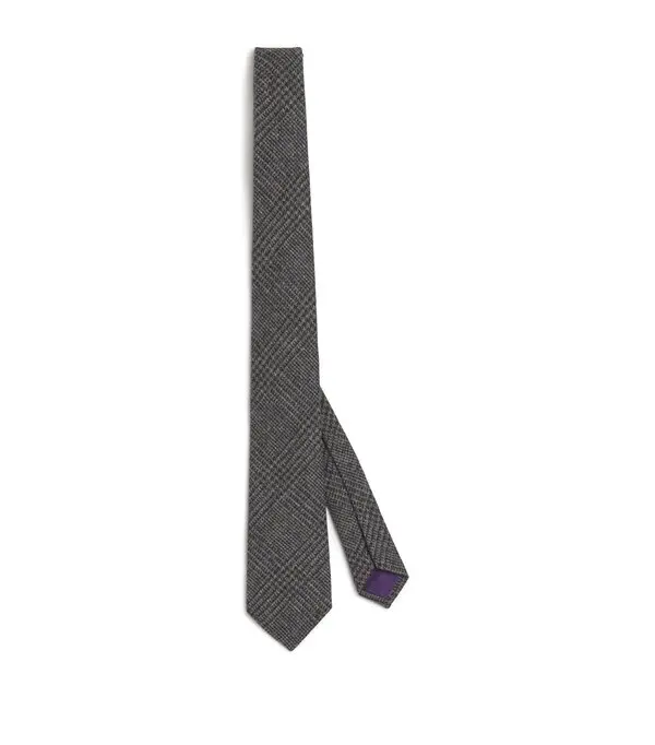 Ralph Lauren Purple Label Cashmere-silk Check Neck Tie - Grey