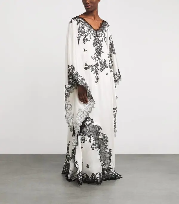 TORLOWEI Silk Kaftan With Lace Trim
