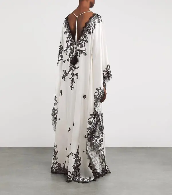 TORLOWEI Silk Kaftan With Lace Trim