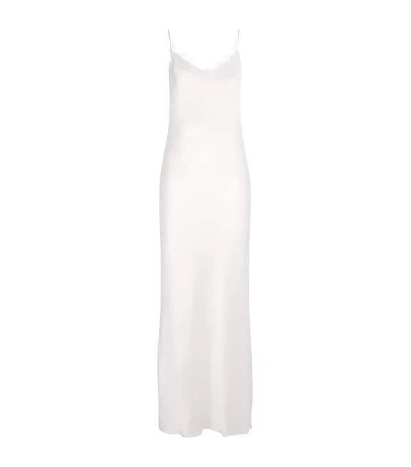 TORLOWEI Silk Lace-trim Maxi Slip Dress - White