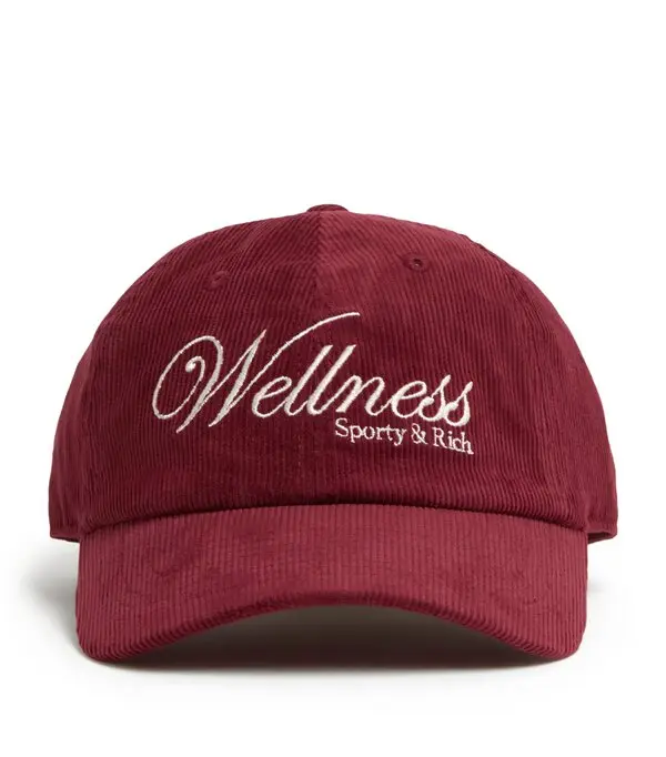 SPORTY & RICH Corduroy Soho Cap - Burgundy