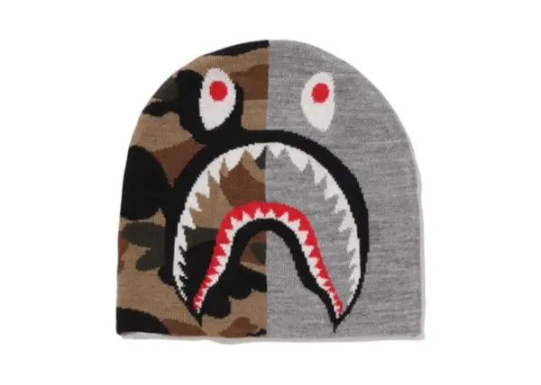 BAPE 1st Camo Shark Knit Cap - Gray