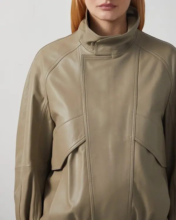 Nour Hammour Ariste Leather Jacket - Grey