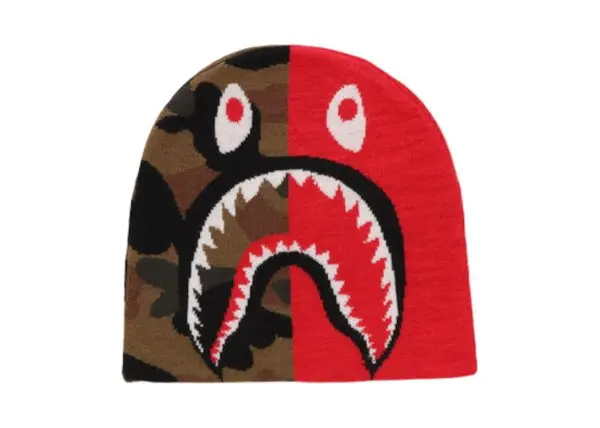 BAPE 1st Camo Shark Knit Cap - Red