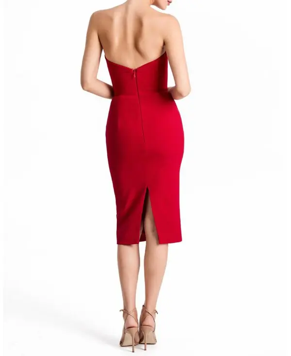 Helsi Celia Pointed Scoop Neck Strapless Midi Dress - Red | Editorialist