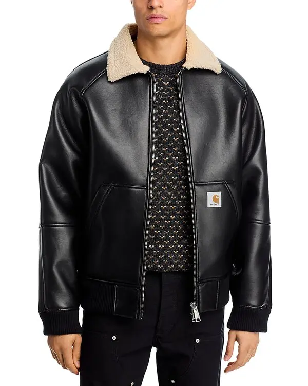 Carhartt Work In Progress Shepton Faux Leather Bomber Jacket