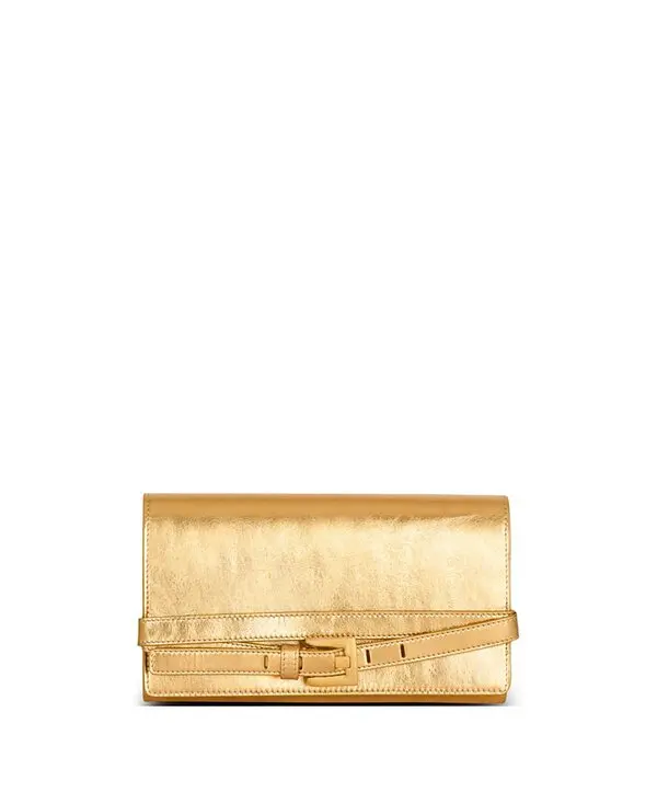 Balmain Shuffle Wallet In Lame Leather - Gold