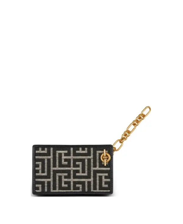 Balmain Pulse Monogram Jacquard Card Holder - Black