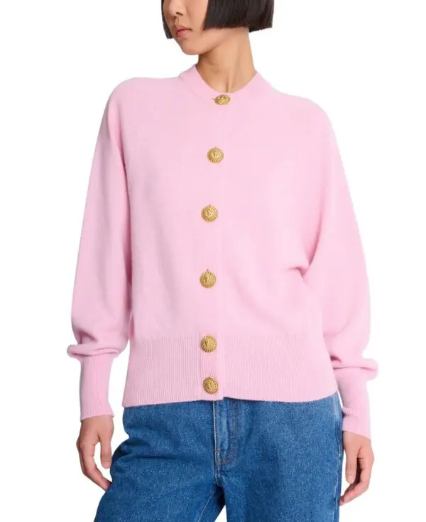 Balmain Buttoned Eco-cashmere Cardigan - Pink