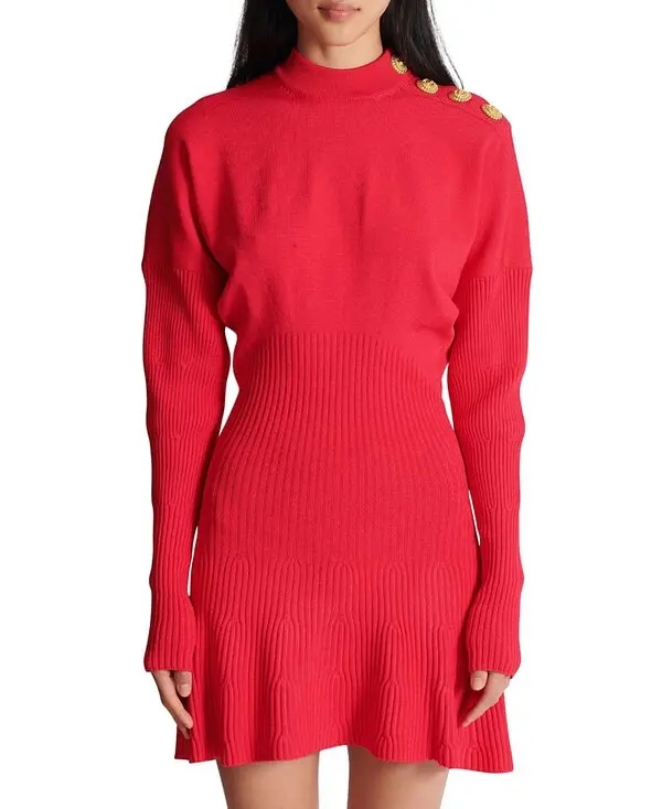 Balmain Short Flared Knit Dress - Pink