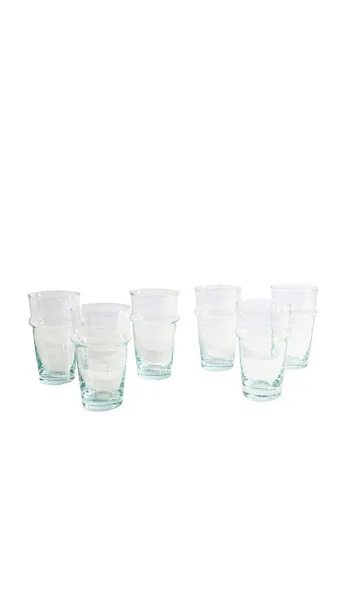 VERVE CULTURE Moroccan Beldi Glassware Set Of 6 In Neutral - Clear