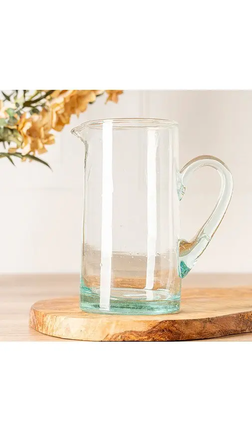 VERVE CULTURE Moroccan Cone Jug In White - Clear
