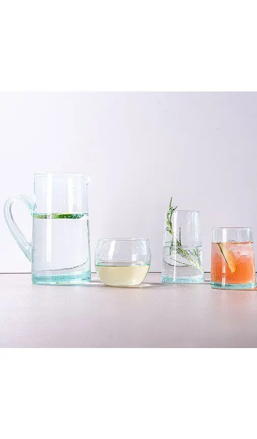 VERVE CULTURE Moroccan Cone Jug In White - Clear