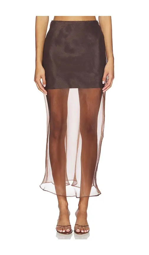 Line & Dot X Denman Midi Skirt - Brown
