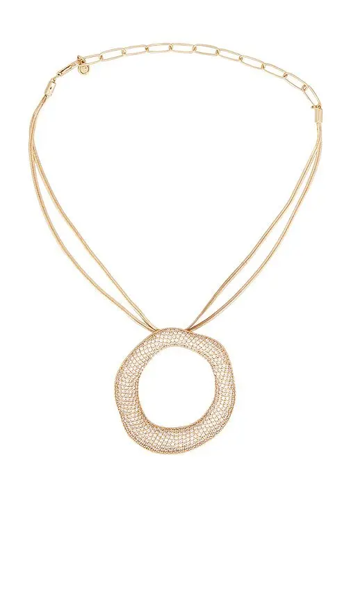 Ettika Open Circle Pave Necklace - Clear Crystal & Gold