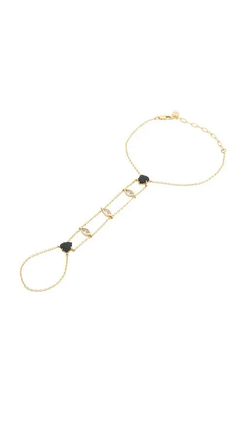 Ettika Solstice Hand Chain - Black Stone & Gold