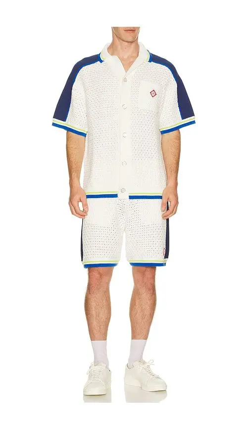 Casablanca Crochet Shorts - White & Blue