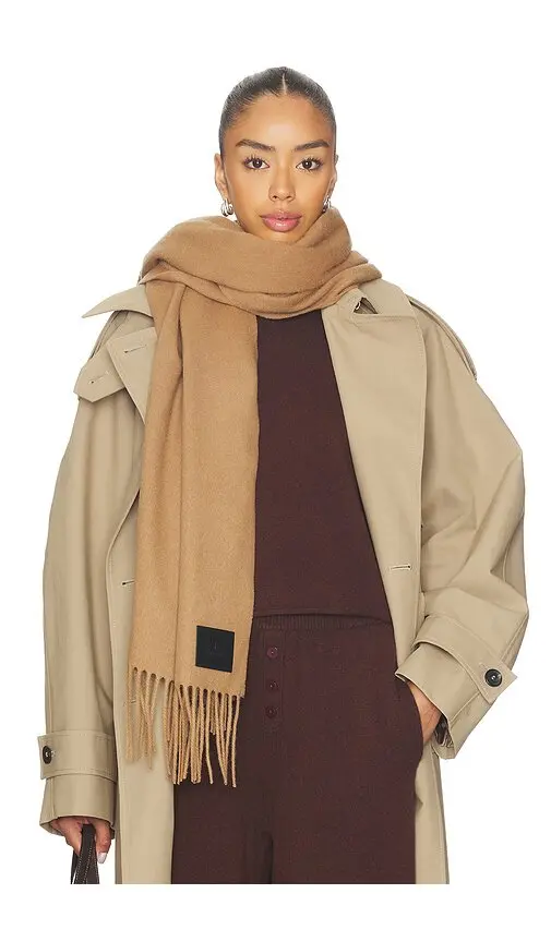 ANINE BING Augustina Scarf In Brown - Camel Wool
