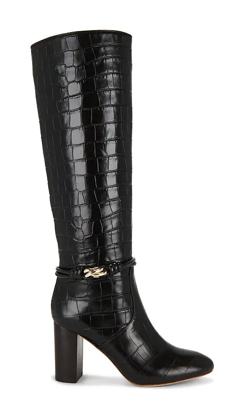 LOEFFLER RANDALL Goldy Knee High Boot - Ebony Croc Leather