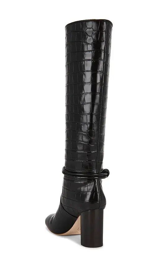 LOEFFLER RANDALL Goldy Knee High Boot - Ebony Croc Leather