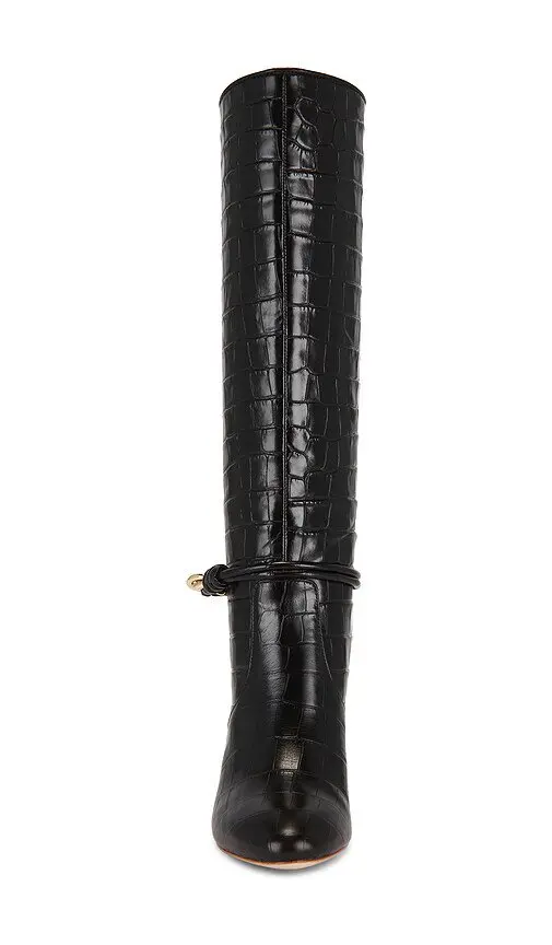 LOEFFLER RANDALL Goldy Knee High Boot - Ebony Croc Leather