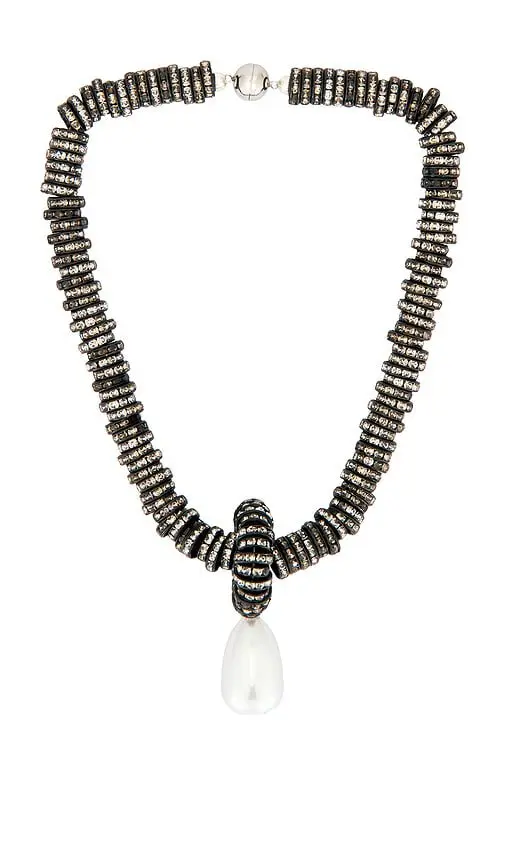 JULIETTA Pearl Drop Necklace - Black