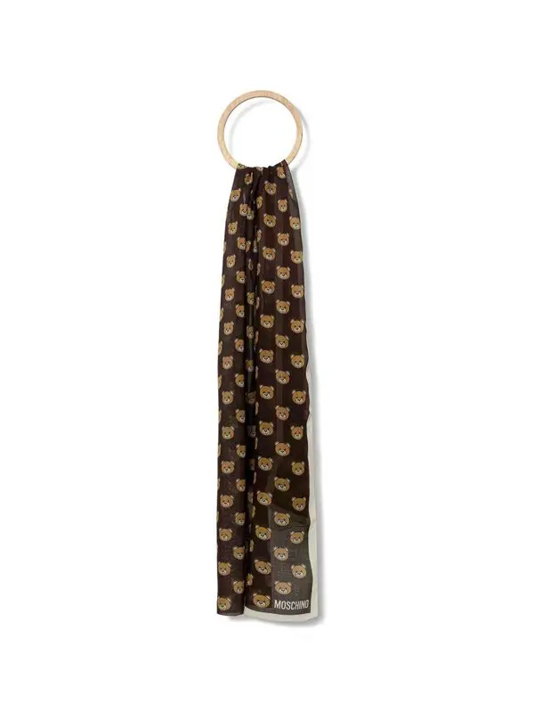 Moschino Teddy Bear-print Scarf - Brown