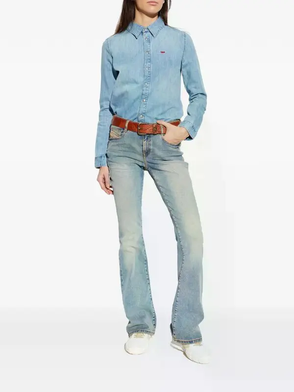 DIESEL® Embroidered Logo Denim Shirt - Blue