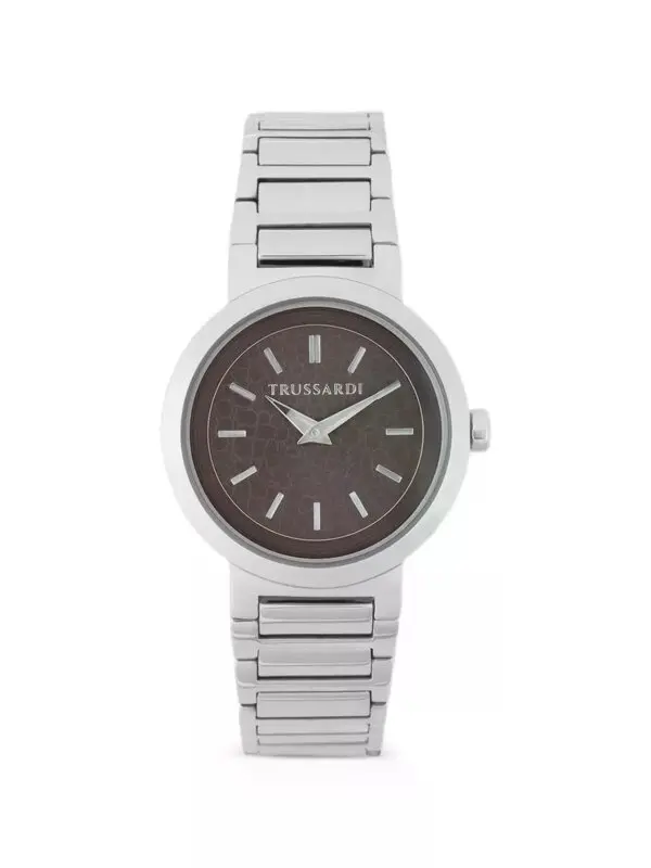 TRUSSARDI Silver Tone 35mm Round Watch - Brown