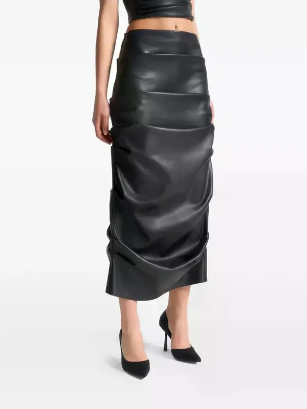 Manière De Voir Tacked Leather Midaxi Skirt