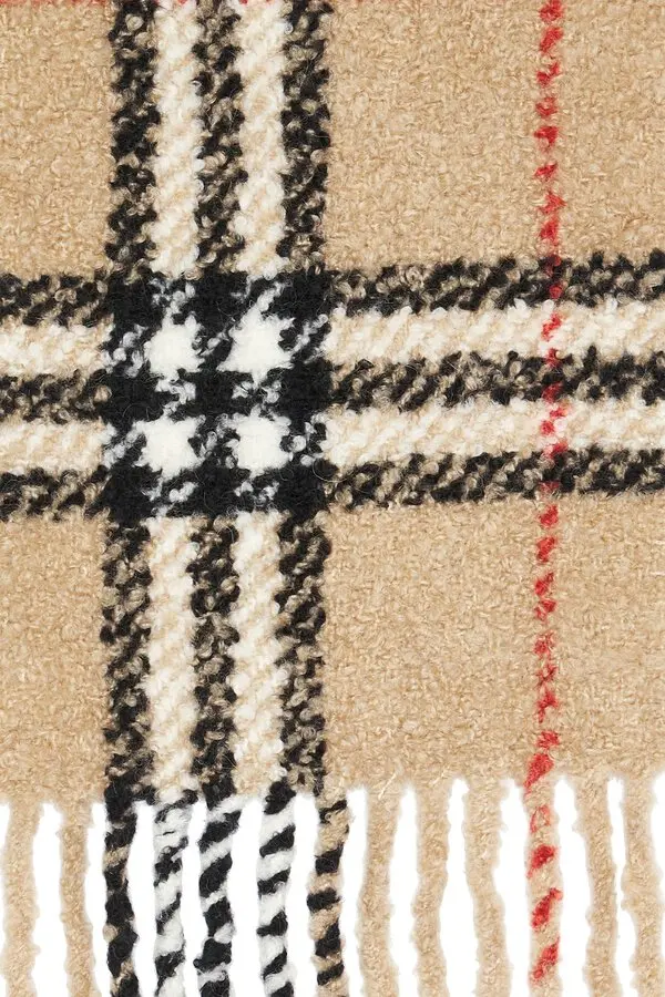 Burberry Giant Check Boucle Scarf In Brown - Sand