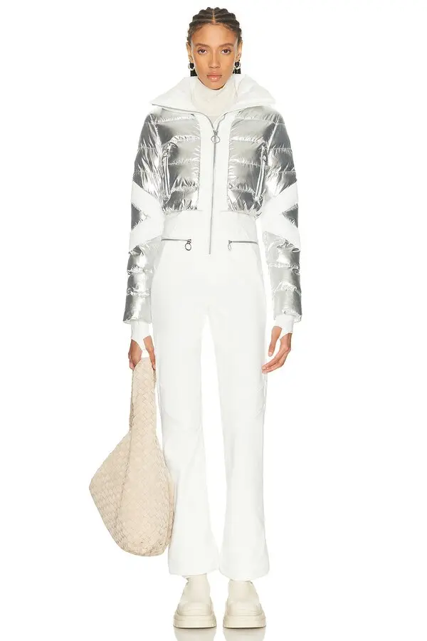 Fusalp Clarisse Ski Suit In Metallic Silver,white
