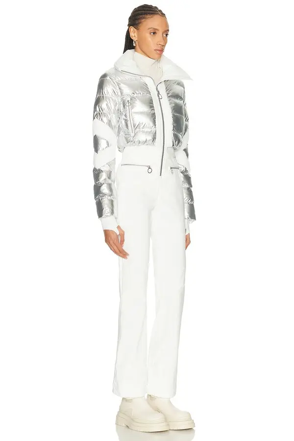 Fusalp Clarisse Ski Suit In Metallic Silver,white