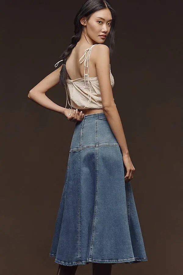 Maeve Waisted Denim Maxi Skirt