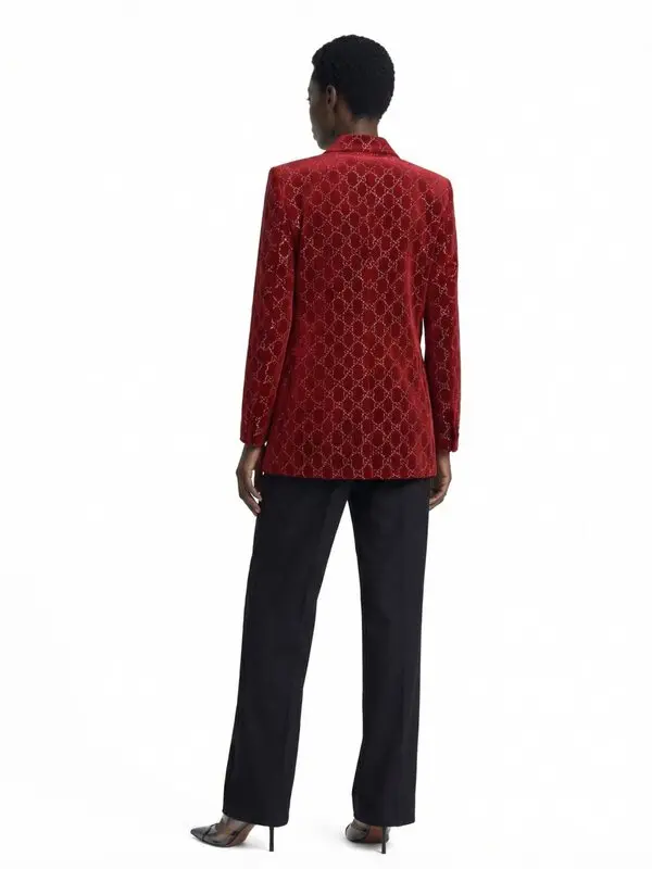 Gucci Double-breasted Velvet Blazer With Crystal Embellishments