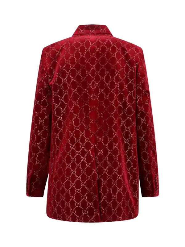 Gucci Double-breasted Velvet Blazer With Crystal Embellishments