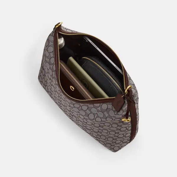 COACH Juliet Shoulder Bag 38 In Signature Jacquard - Brass/oak Maple