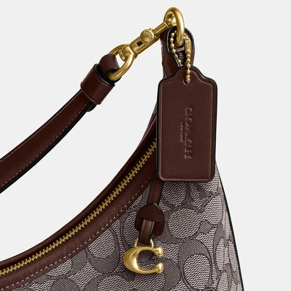 COACH Juliet Shoulder Bag 38 In Signature Jacquard - Brass/oak Maple