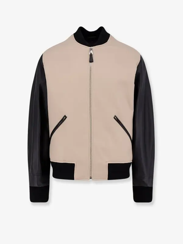 Givenchy Cotton Jacket With Leather Sleeves - Beige