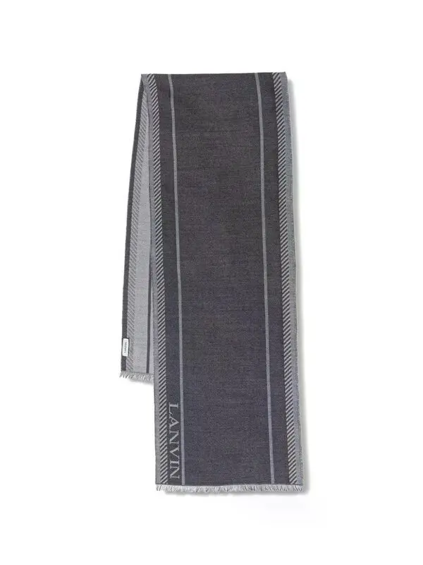 LANVIN Logo Stripe Scarf - Grey